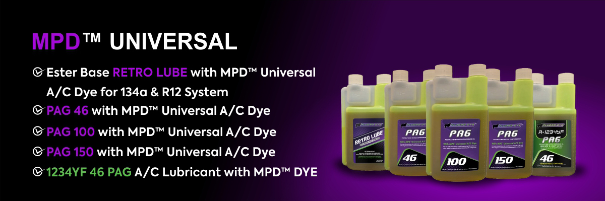 Fluoro Dye Products Inc. | AC Dye, Lubricants, Lighting, Tools & Fittings
